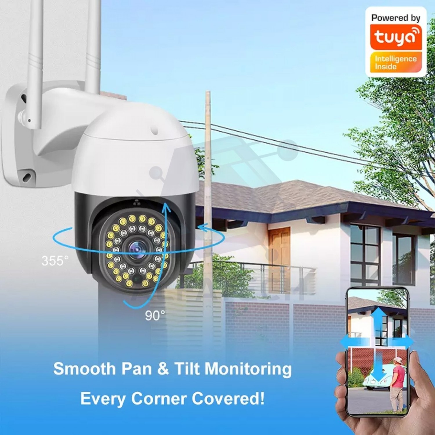 Куполна камера Tuya 3mpx - 2K, PTZ, Colorview