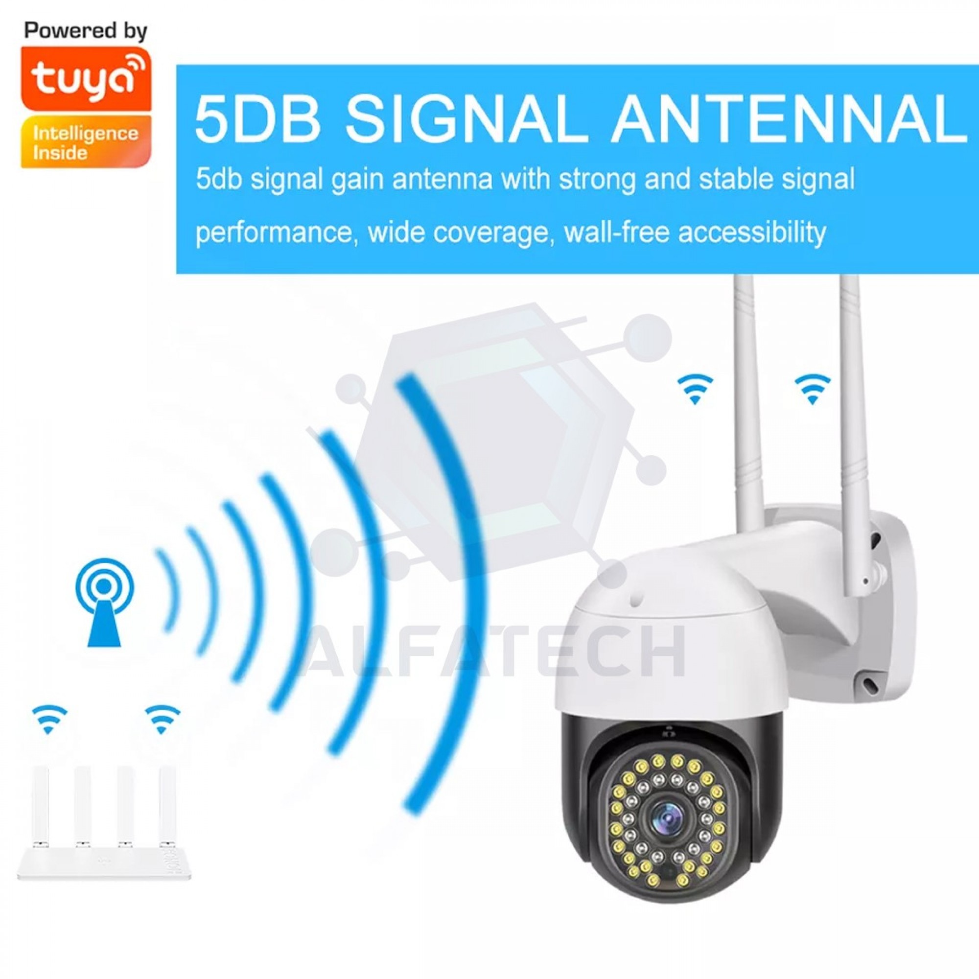 Куполна камера Tuya 3mpx - 2K, PTZ, Colorview